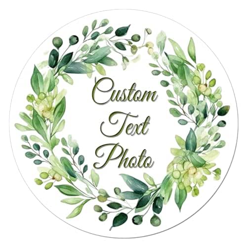 Amazon.com: Custom Round Flower wreath Sticker Labels - Personalized ...