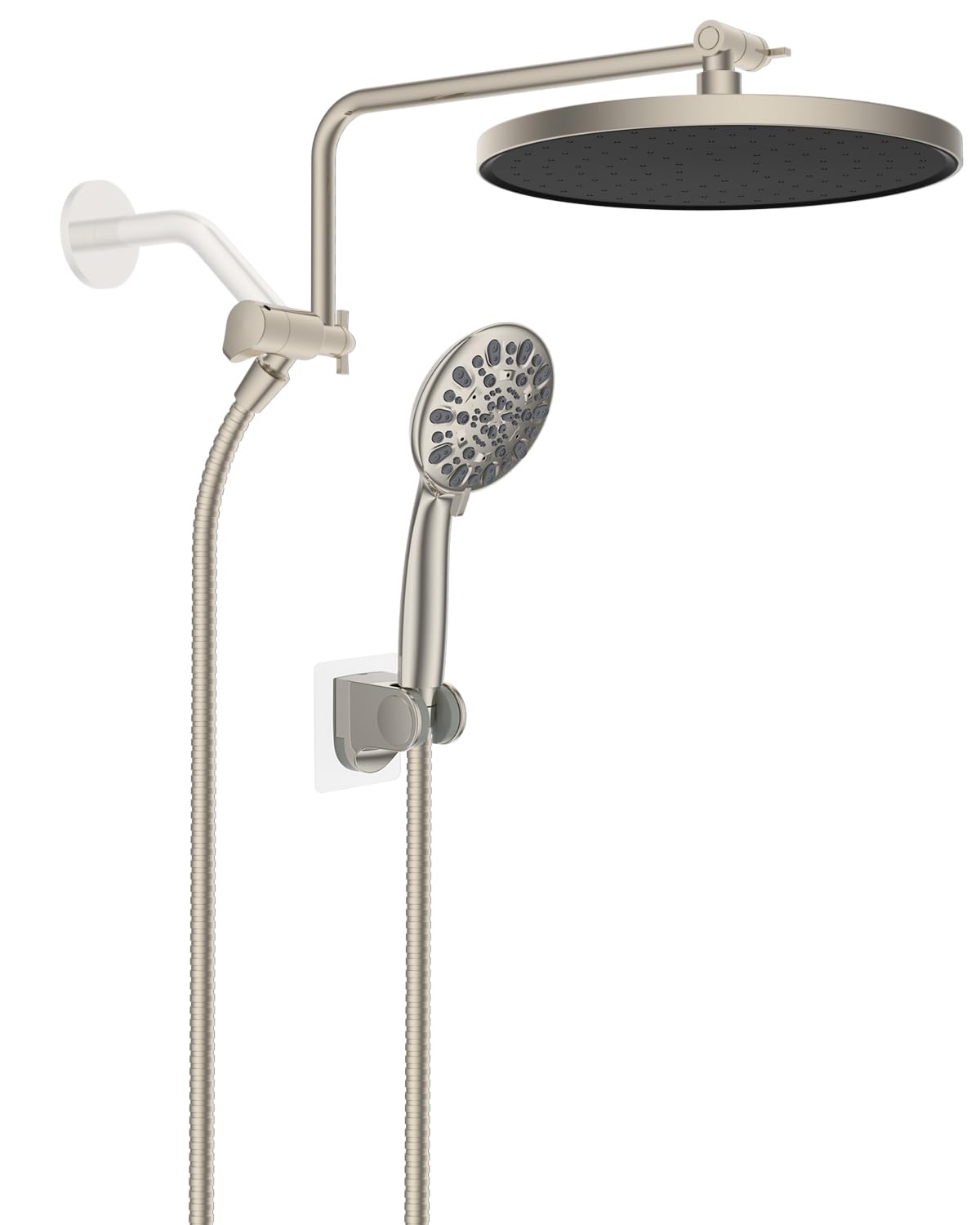 Hibbent Self-cleaning Shower Head, 10'' High Pressure Rainfall Shower Head/Handheld Showerhead ...