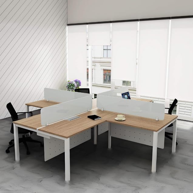 Deskio Plus Shape Workstation with Both Side Privacy Screen and Modesty ...