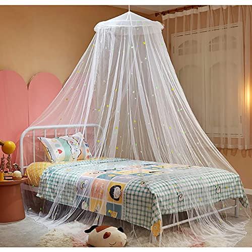 LASIEYO Bed Canopy with Glowing Stars Round Dome Princess Canopy ...