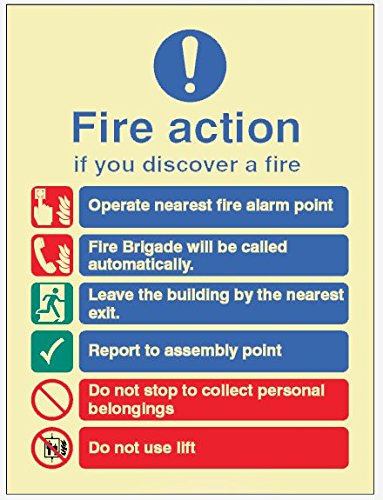 Caledonia Signs 41408E Sign, Fire Action Auto Dial With Lift – BigaMart