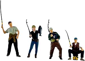 Amazon.com: Simhoa 4 Pcs Miniatures Figurines, 1/64 Fishing Men and ...