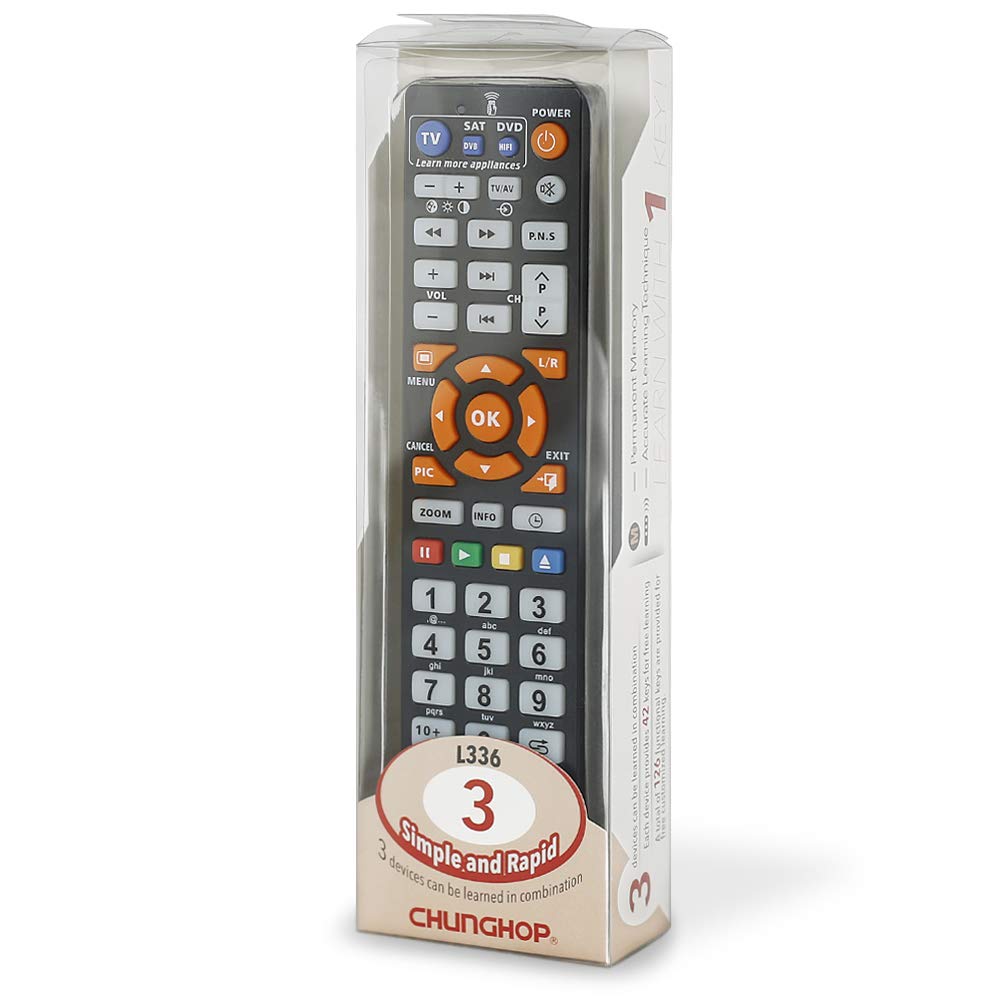 Chunghop Universal Ir Learning Remote Control For Smart Tv Vcr Cbl Dvd