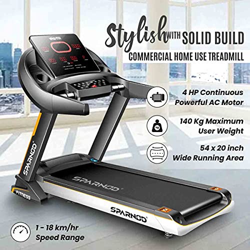 SPARNOD Fitness STC-4850 (4 HP AC Motor) Automatic Motorized Walking ...