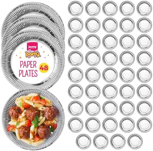 SOL 48pk Silver Paper Plates | 9"" Silver Party Plates for All ...