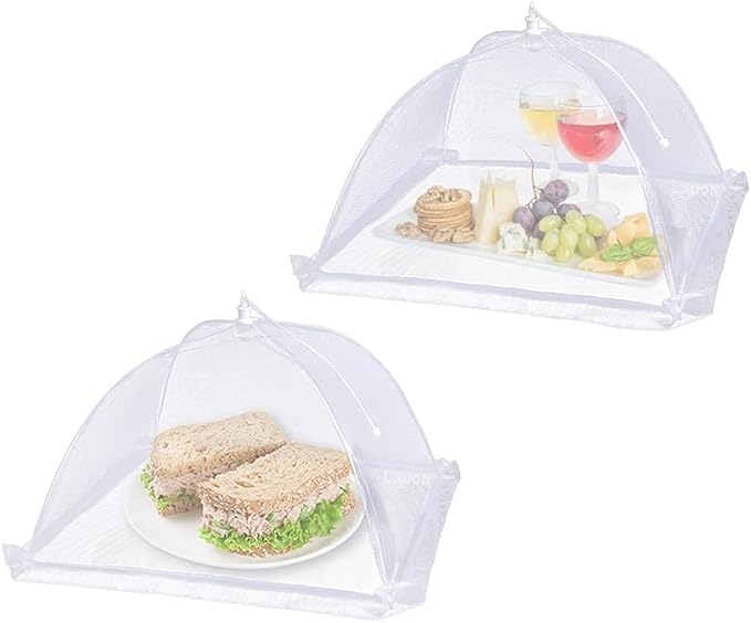 2 Pcs Food Covers Mesh Pop Up,12 inch White Food Net Cover,Reusable and ...