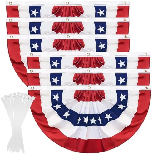 Amazon.com : 6Pack 1.5x3 Ft American Pleated Fan Flag, American Flag ...