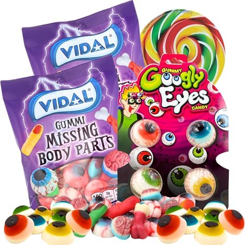 Amazon.com : Gummy Body Parts and Googly Eyeballs Halloween Candies ...