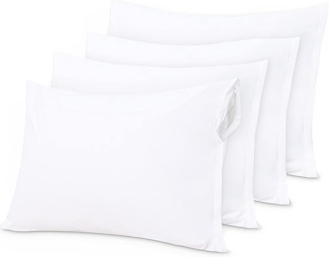 Amazon.com: NTBAY 4 Pack Zippered Waterproof Standard Pillow Protectors ...