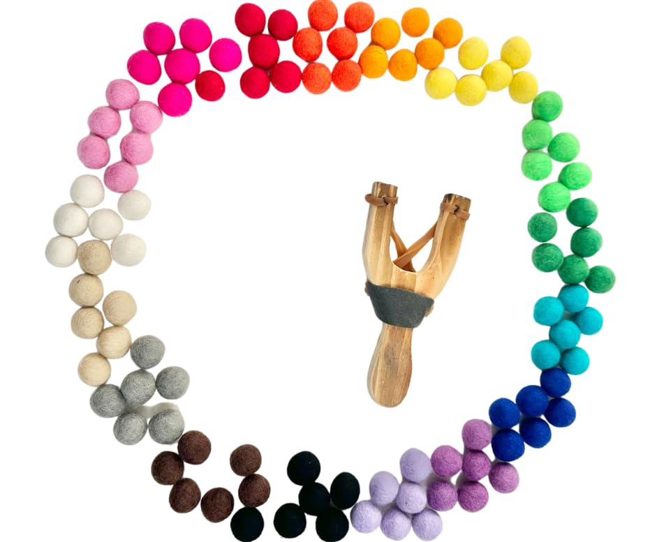Amazon.com: Sling Shot + 24 Wool Felt Balls in a Rainbow Set - Stocking ...