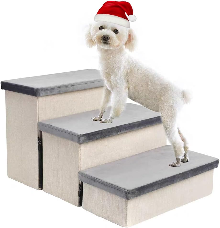 Amazon.com : CiikTopia Foldable Dog Stairs with Added Storage - Perfect ...