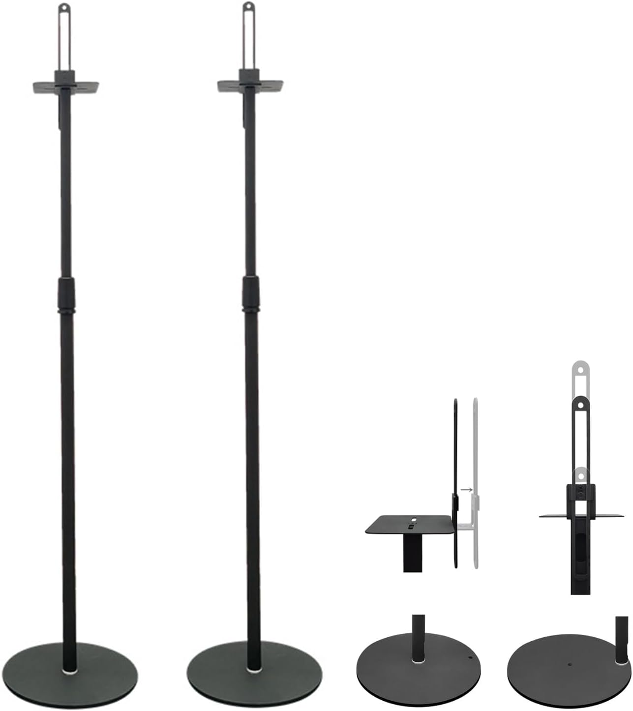 2PCS Adjustable Speaker Stand, Extends Height 100-165cm, Bookshelf ...