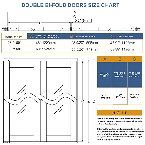 BARNER HOME Bi-Fold Doors, for 48"x 80" (Double 24" x 80" Doors ...