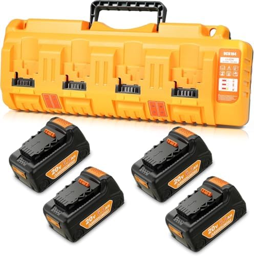 Amazon.com: 4-Pack 8.0Ah 20 Volt Lithium ion DCB208 Battery and DCB104 ...