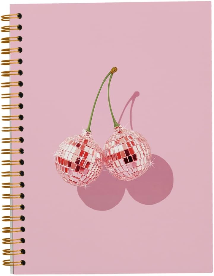Amazon.com : JWVK Trendy Retro Disco Ball Cherry Pink Notebook,Preppy ...