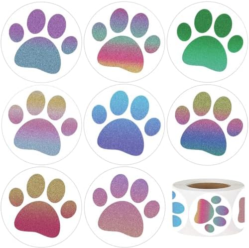 Amazon.com: Hohamn 600 Pcs Dog Paw Stickers Roll for Kids 1.5 Inch ...