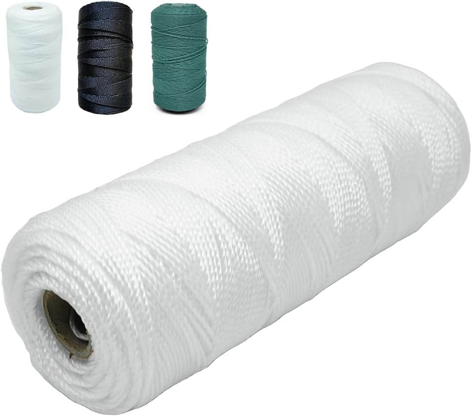 ARISKEY 984 Feet White Nylon String, #36 Twisted Mason Nylon Line,100% Nylon Brick Line String ...