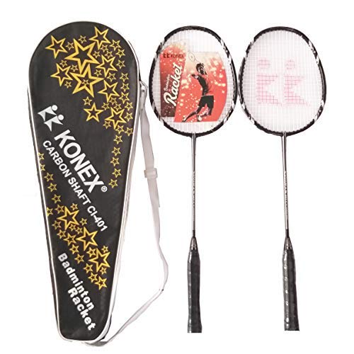 KONEX Carbon-Shaft Badminton Racquet 68 cm x 21 cm x 2 cm, Assorted ...