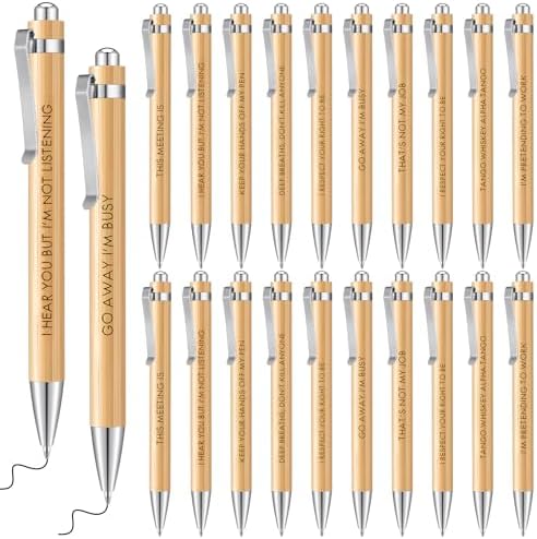 Tenare 20 Pcs Bamboo Pens with Swear Words, Retractable Ballpoint Pens ...