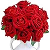 Amazon.com: Winlyn 15 Pcs Real Looking Artificial Red Roses with Long ...