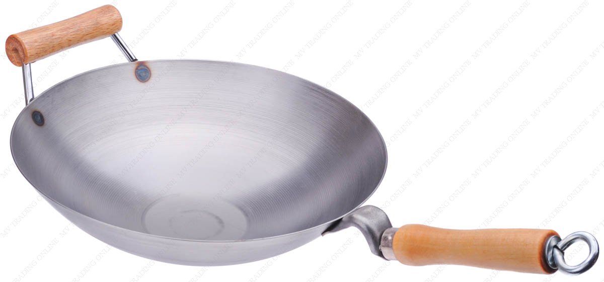 Buy 12 Inches Carbon Steel Wok with Helper Handle (Round Bottom), 14 ...