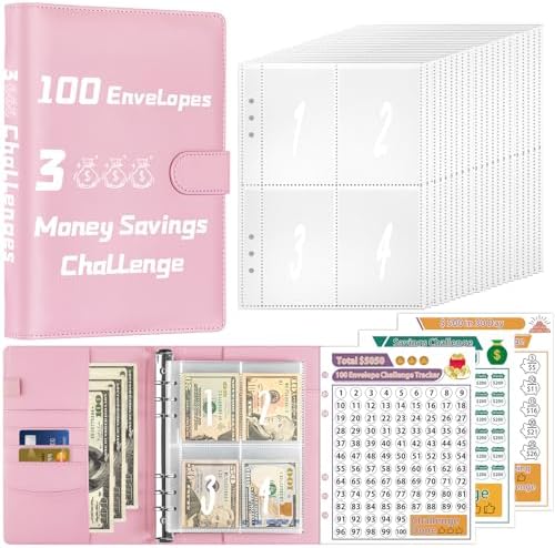 Amazon.com : 100 Envelopes Money Saving Challenge Binder - 100 Day ...