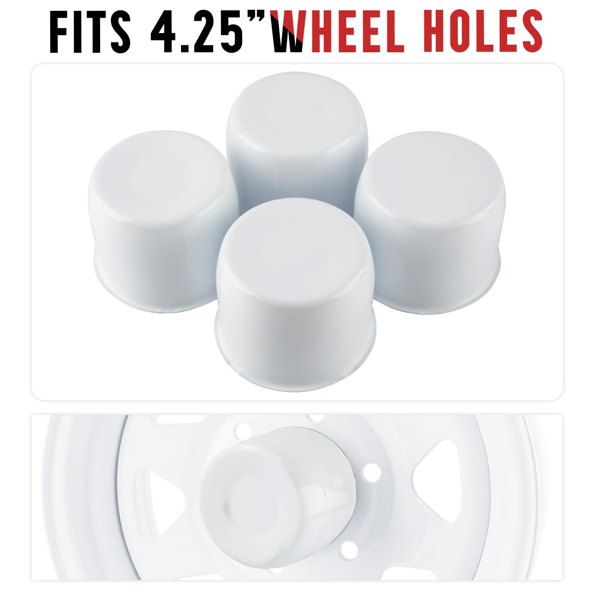 Snapklik.com : 4.25in Wheel Center Caps Stainless Steel Push Through ...