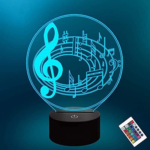 3D Optical Illusion LED Nigth Light Music Note Table Desk Lamp 7 Color ...
