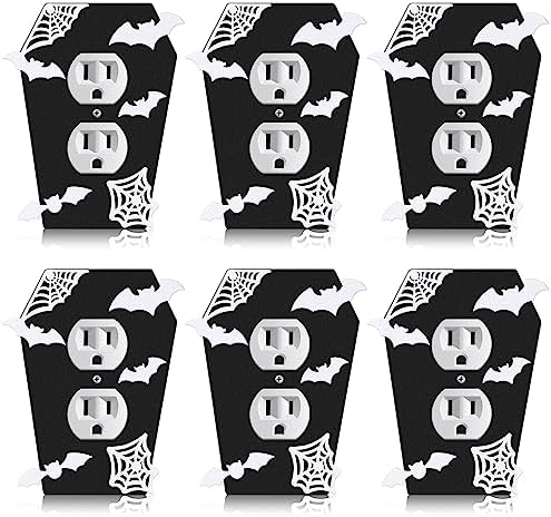 Peryiter 6 Pcs Gothic Coffin Black Outlet Covers Wall Plate Bat Coffin ...
