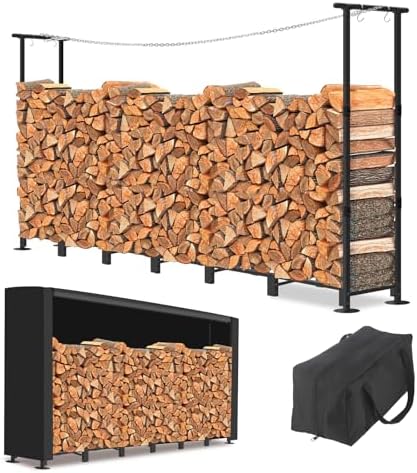 Amazon.com : UFavo Home 8 ft Firewood Log Rack Outdoor with Cover ...