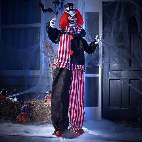 Amazon.com: JOYIN 67" Halloween Animatronics Standing Clown Animated ...