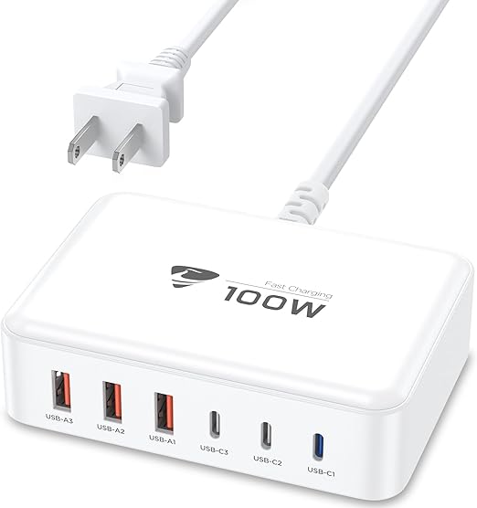 Amazon.com: USB C Fast Charger, 100W GaN 6 Port USB C Fast Charging ...