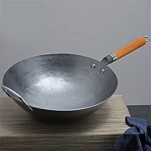 Amazon.com: CHENYUEFA Heavy Iron Wok Traditional Hand-Forged Cast Iron ...