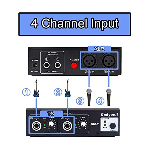 Snapklik.com : Rodyweil Microphone Preamp - DI Box - 4 Input Mic ...