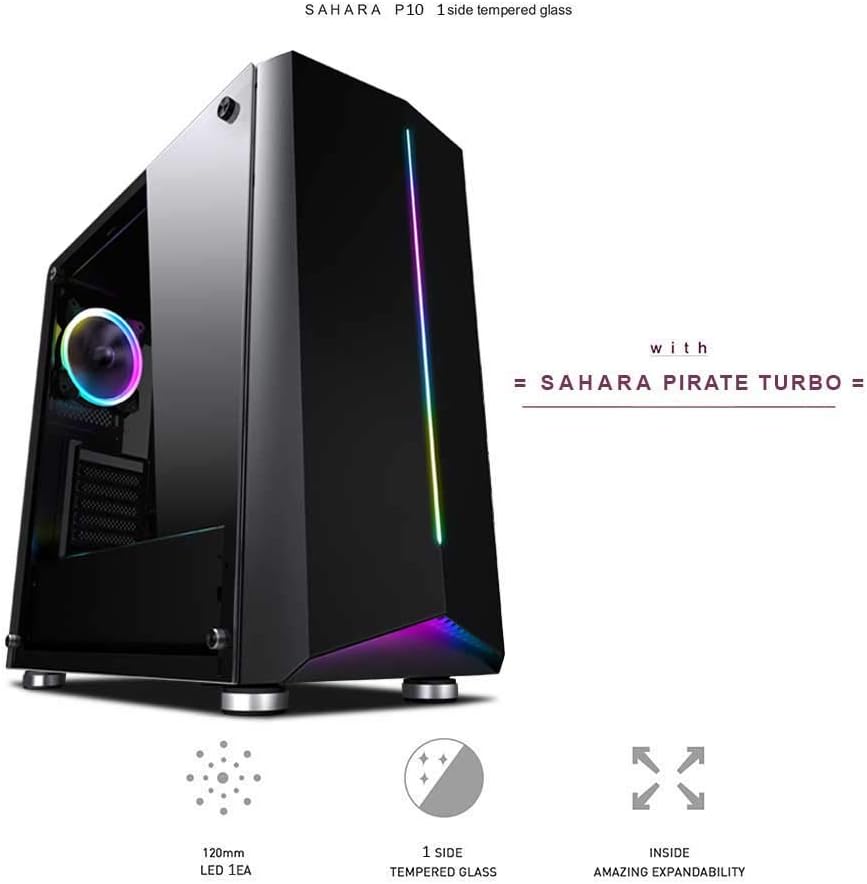 Sahara PC Case (P10 SYNC, Black) with 1 ARGB 12cm case fan : Amazon.co ...
