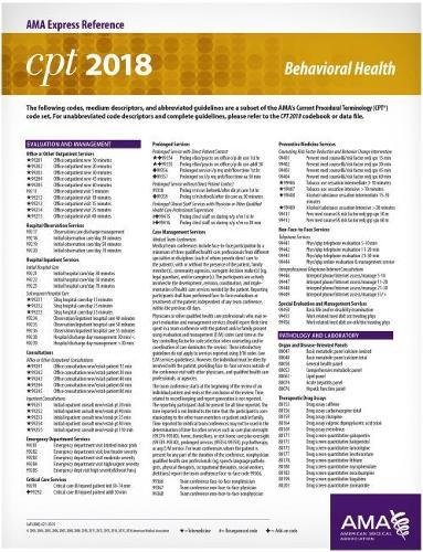 CPT 2018 Express Reference Coding Card - Behavioral Health ...