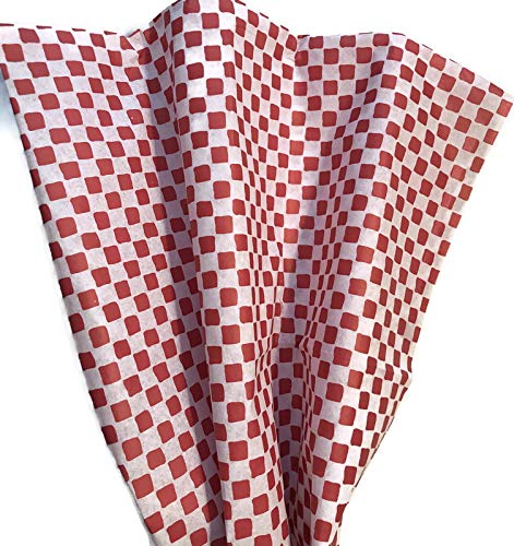 Red and White Tissue Paper for Gift Wrapping, Checkered Pattern, 24 ...