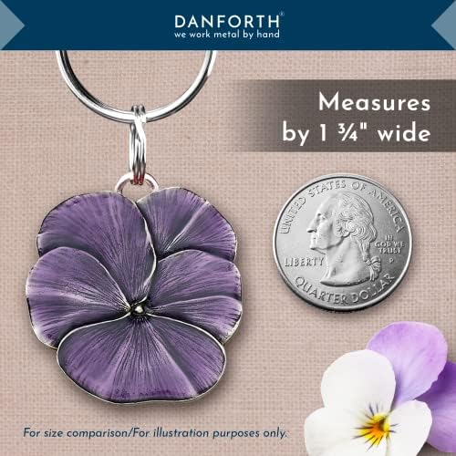 DANFORTH – Purple Pansy Keychain – Handcrafted Pewter Flower Keychain ...