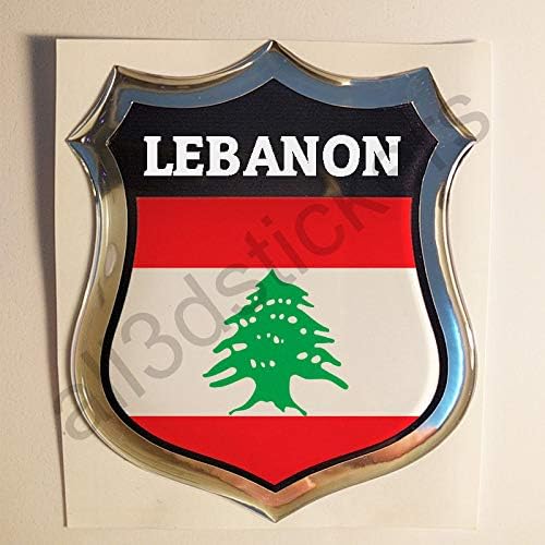 All3DStickers Sticker Lebanon Resin 3D Emblem Lebanon Domed Flag ...