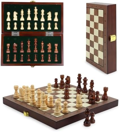 Buy StonKraft 12"X 12" Collectible Foldable Wooden Chess Game Board Set ...