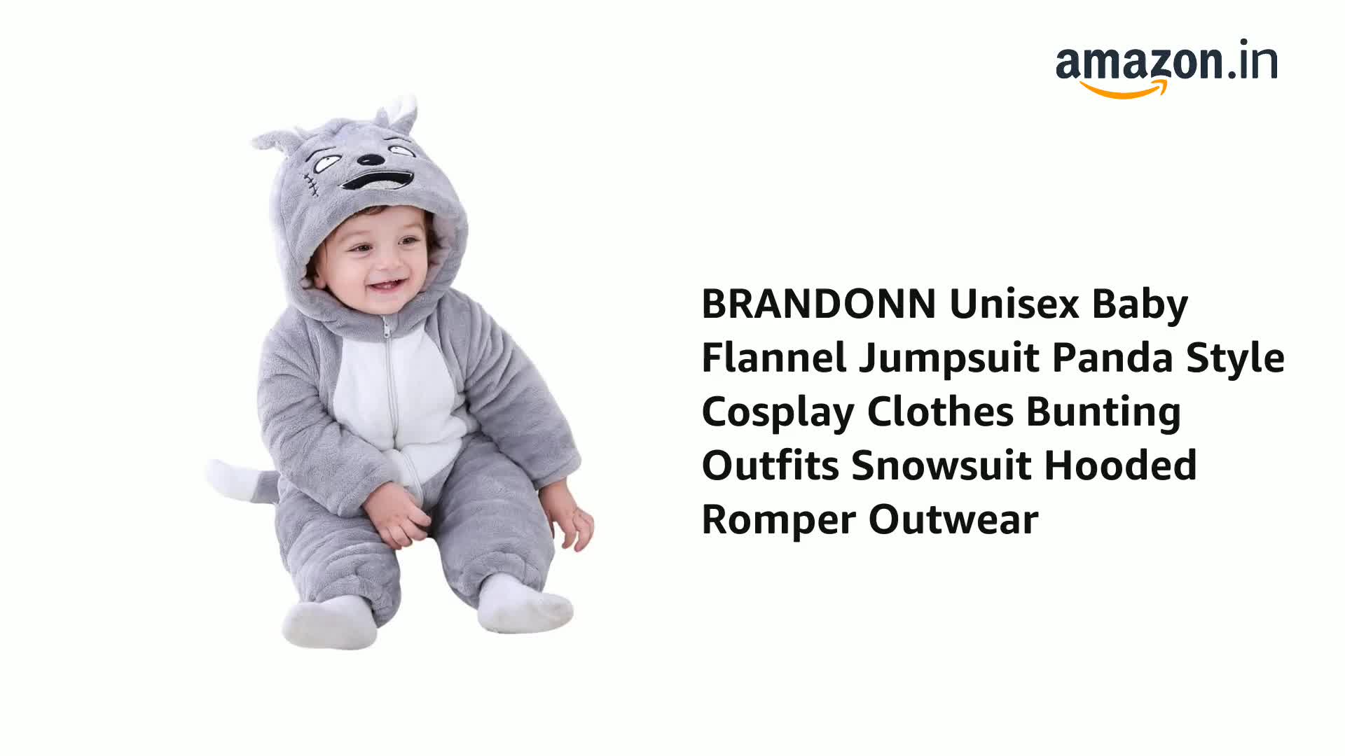 Watch BRANDONN Unisex Baby Flannel Jumpsuit Panda Style Cosplay Clothes ...