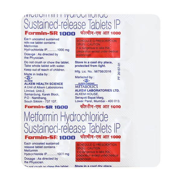 FORMIN SR 1000mg - Strip of 10 Tablets : Amazon.in: Health & Personal Care
