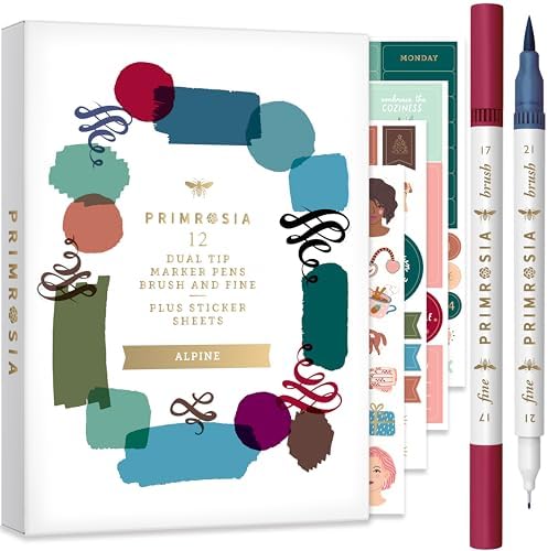 Amazon.com : Primrosia 12 Dual Tip Watercolor Marker Pens - Fine Tip ...