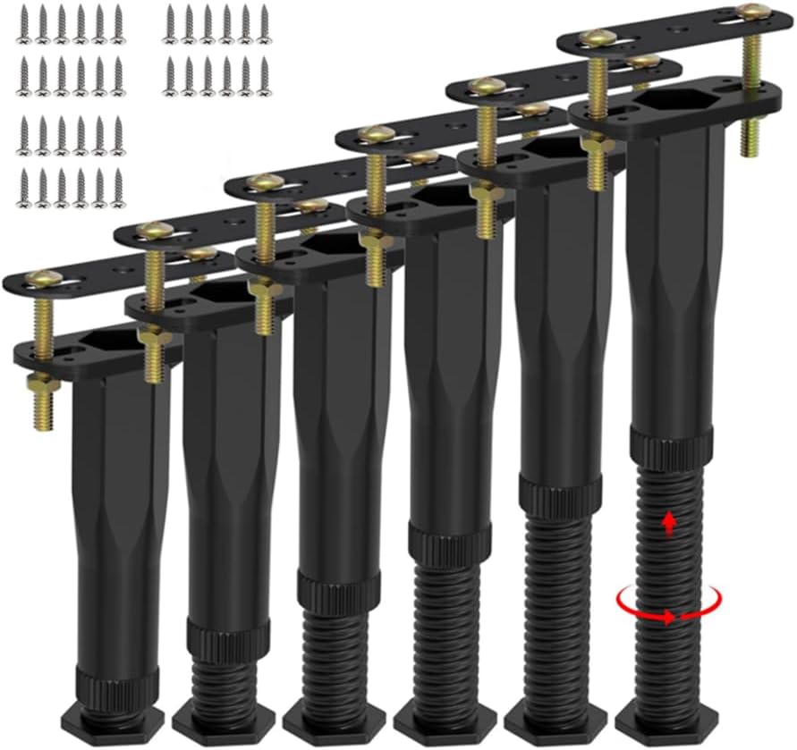 Amazon.com: Elsjoy 4 Pack Adjustable Height Bed Frame Legs, 7.5"-13 ...