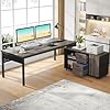 Amazon.com: LITTLE TREE 70.8" Executive Desk with Lateral File Cabinet ...