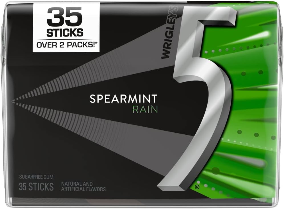 Amazon.com : 5 GUM Spearmint Rain Sugar Free Chewing Gum, 35 Stick Pack ...
