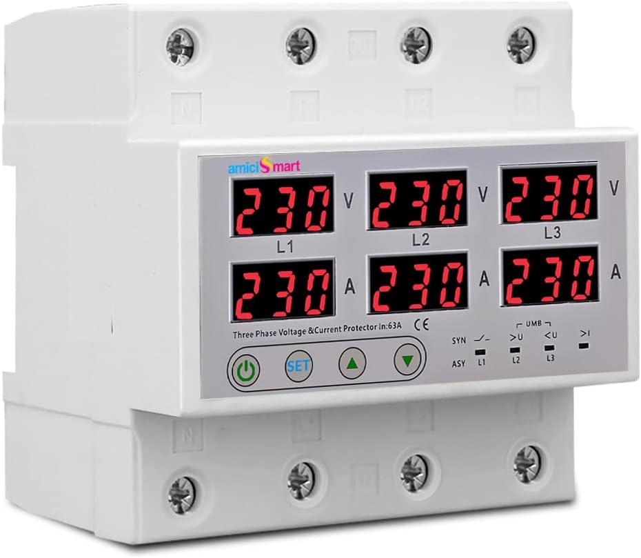 amiciSmart 3-Phase Automatic Over/Under Voltage Protector with Over ...