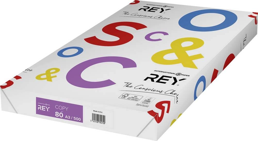REY® COPY Reproduction Paper, White, 80 g, A3, PEFC™, Ream of 500 ...