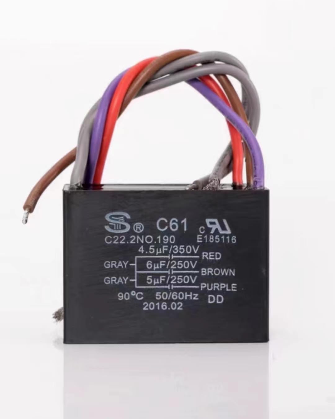 1PCS - C61 4.5uF+5uF+6uF 5 Wire 250VAC Ceiling Fan Capacitor UL ...
