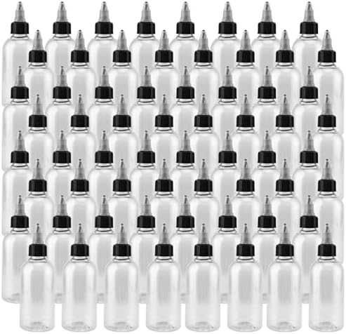 JAPCHET 100 Pcs 2oz Empty Plastic Squeezing Bottles, 60ml Plastic ...